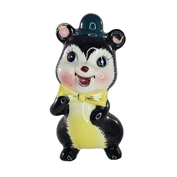 Japan | Accents | Vintage Japan Skunk Figurine With Yellow Bow Fuzzy ...